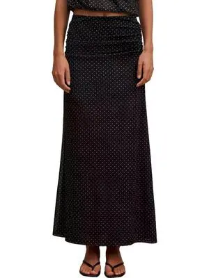 EVER NEW Mimi Polka-dot Ruched Maxi Skirt - Black