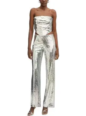HAVEONE Sequin-embellished Trousers - Silver