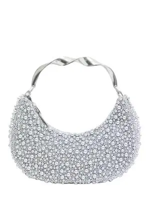 Simkhai Small Evelyn Beaded Crescent Tote Bag - Silver