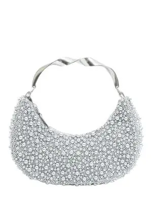 Simkhai Small Evelyn Beaded Crescent Tote Bag - Silver