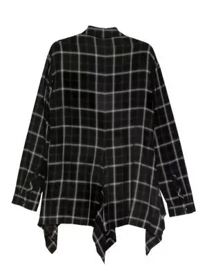 LIMI FEU Plaid Flared Panel Shirt - Black