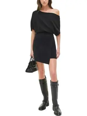 Simkhai Shania Off-shoulder Knit Mini Dress - Black