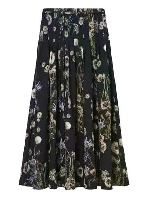 PSOPHIA Dendelion Floral-print Pleated Maxi Skirt - Black