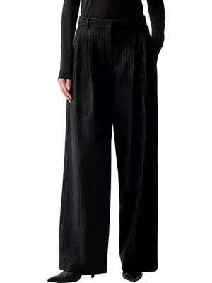 Luisa Spagnoli Pinstripe-pattern Pleated Tailored Trousers - Black