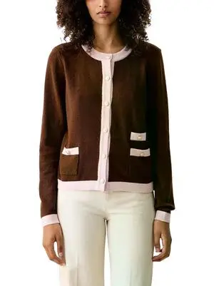Luisa Spagnoli Cuoricino Contrast-trim Button-up Cardigan - Brown