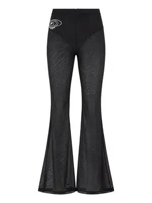 PLEIN SPORT Mesh-panelled Flared Trousers - Black