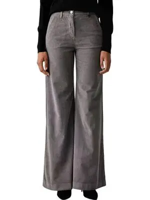 Luisa Spagnoli Olap Corduroy Palazzo Trousers - Grey