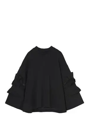 PSOPHIA Ruffled-sleeve T-shirt - Black