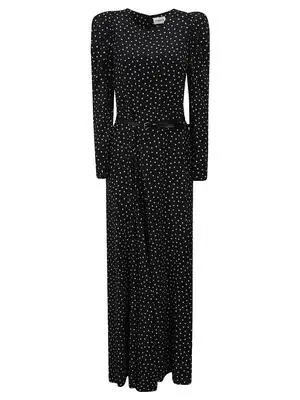 P.a.r.o.s.h Star-print Belted Maxi Dress - Black