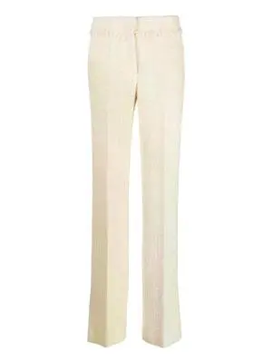DEL CORE Frayed-detailing Pressed-crease Tailored Trousers - Neutrals