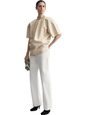 TOTEME Cocoon Leather Top Stone Stone