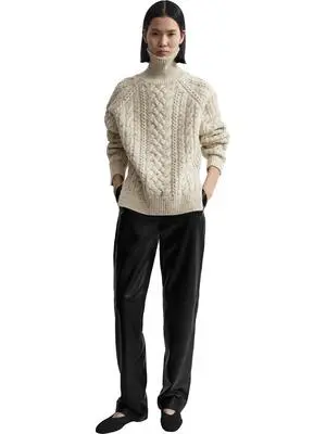 TOTEME Cable Knit Turtleneck - Ecru