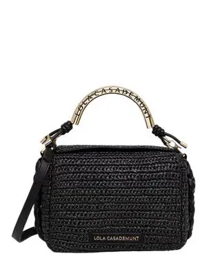 Lola Casademunt Woven-effect Logo-handle Tote Bag - Black