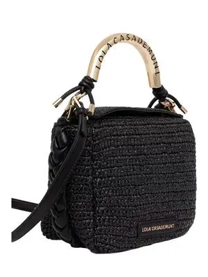 Lola Casademunt Woven-effect Logo-handle Tote Bag - Black