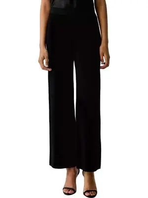 Luisa Spagnoli Modine Fine-knit Wide-leg Trousers - Black