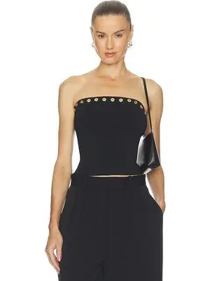 ALICE + OLIVIA Alice + Olivia Alison Tube Top With Grommets In Black. Size L. Also