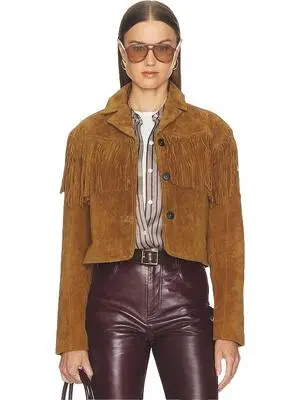 BLANKNYC BLANKNYC Faux Suede Fringe Jacket In Brown. Size L. Also