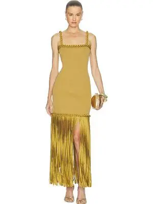 Aje Ribiona Knit Midi Dress In . Also - Olive