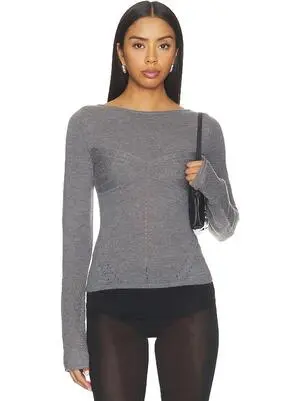 PARIS GEORGIA Paris Georgia Amelia Pointelle Top In Grey. Size L/XL. Also