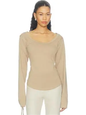 THE LINE BY K Smythe Long Sleeve Scoopneck Top In . Also - Beige