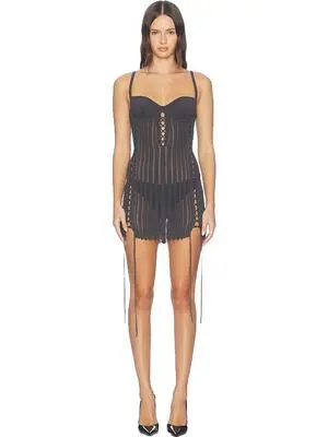HAELO Laced Chevron Layered Mini Dress In . Also - Grey