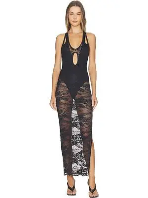 HAELO Lace Veiled Dress In . Also - Black