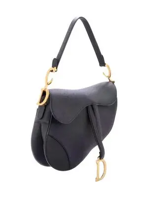 Dior Saddle Handbag Leather Medium Shoulder Bag - Black