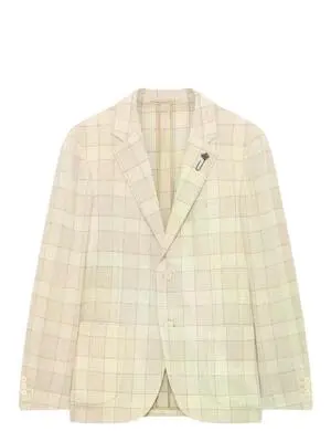 LARDINI Glen-check Bouclé Blazer - Neutrals