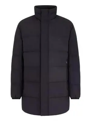 Emporio Armani Quilted Hooded Coat - Blue