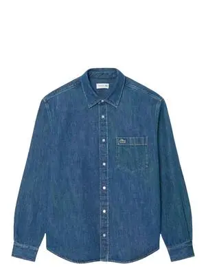Lacoste Logo-patch Denim Shirt - Blue