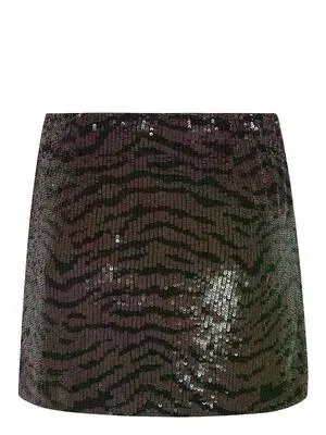 P.a.r.o.s.h Sequin-embellished Zebra-print Mini Skirt - Brown