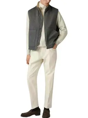 LARDINI Ribbed-knit Zip-up Cardigan - Neutrals