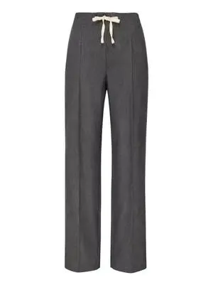 SONIA CARRASCO Pleated Drawstring Wool Trousers - Grey