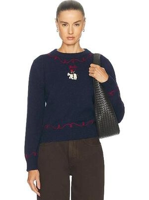BODE Cowboy Appliqué Pullover Sweater - Navy