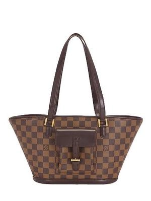 LOUIS VUITTON Damier Ebene Manosque Pm Tote Bag - Brown