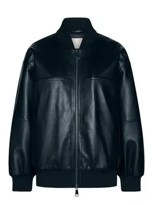 Marella Leather Bomber Jacket - Black