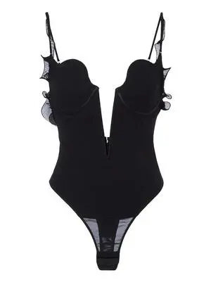 TOM FORD Ruffled Silk Bodysuit - Black