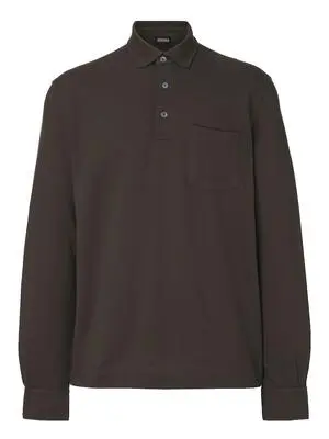 Zegna Cotton Pique Polo Shirt - Brown