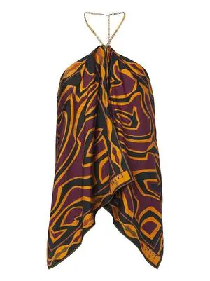 Emilio Pucci Labirinto Silk Twill Halterneck Top - Multicoloured