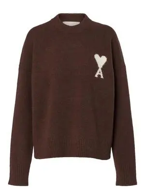AMI Paris De Coeur Alpaca And Wool-blend Sweater - Brown