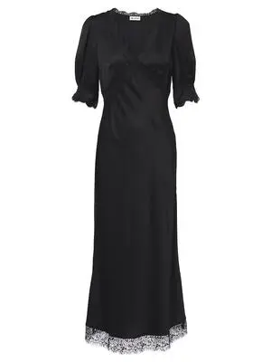 Rixo Annina Lace-trimmed Satin Midi Dress - Black