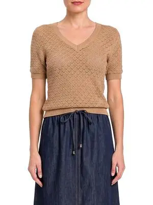 TWINSET Perforated Viscose Knit Top - Hazel