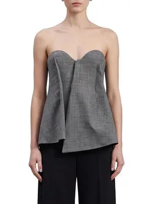 Magda Butrym Off-the-shoulder Merino Wool Top With A Sweetheart Neckline - Grey
