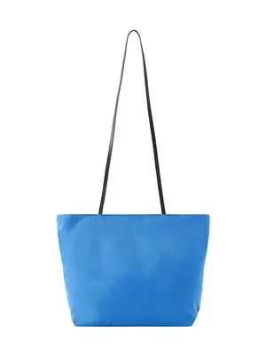 VALESQUE Spaghetti Leather-trimmed Satin Shoulder Bag - Blue