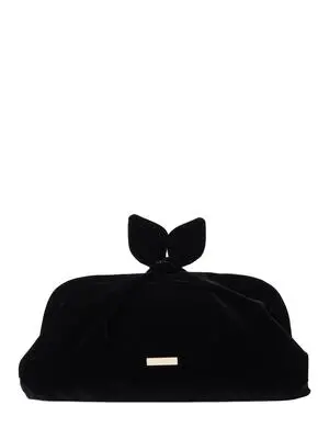 AQUAZZURA Bow Tie Velvet Clutch - Black