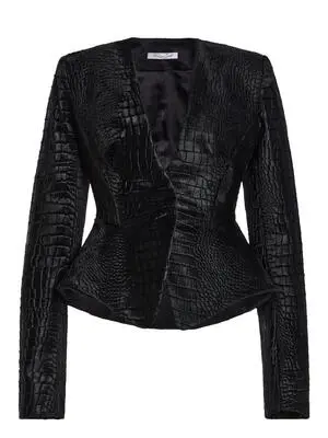 LAQUAN SMITH Croc-embossed Pony Hair Blazer Xs