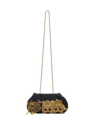 Dries Van Noten Small Embroidered Cotton Clutch - Black