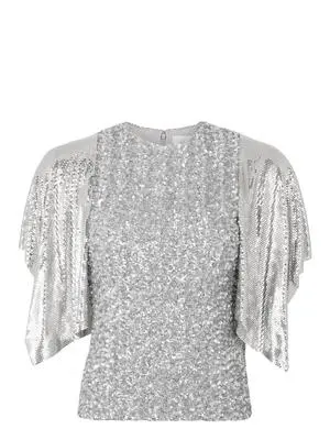 Rabanne Sequined Mesh Top - Silver