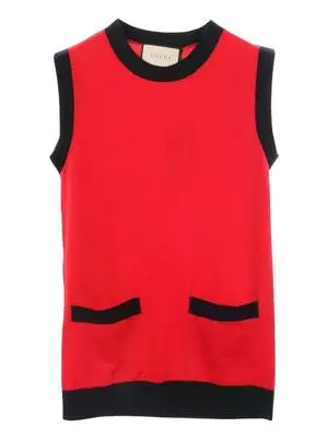 Gucci 2020s Contrast-trim Knitted Vest - Red