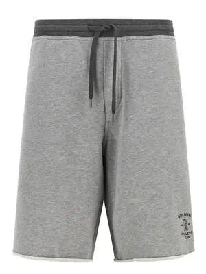 Brunello Cucinelli Cotton French Terry Bermuda Shorts With Embroidery - Grey